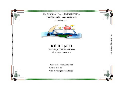 Giáo án Mầm non Lớp Mầm - Chủ đề 4: Nghề quen thuộc - Năm học 2024-2025 ...