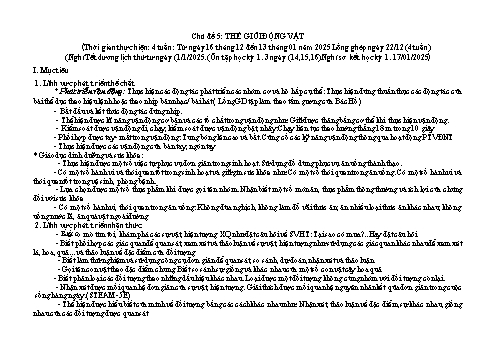 Kế hoạch bài dạy Mầm non Lớp Lá - Chủ đề 5: Thế giới động vật - Năm học ...